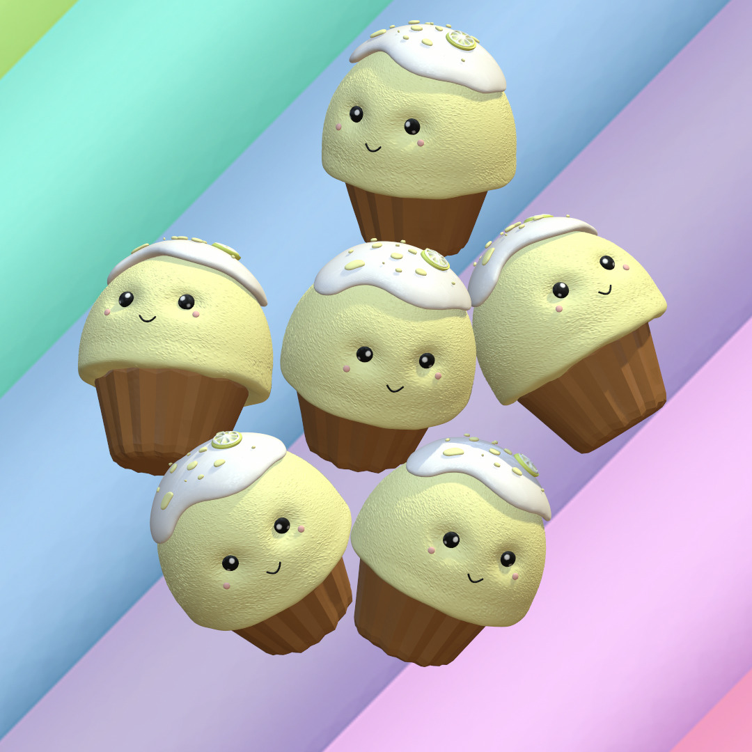 Pack of 6 Cute 3D Cupcakes 3D model | CGTrader
