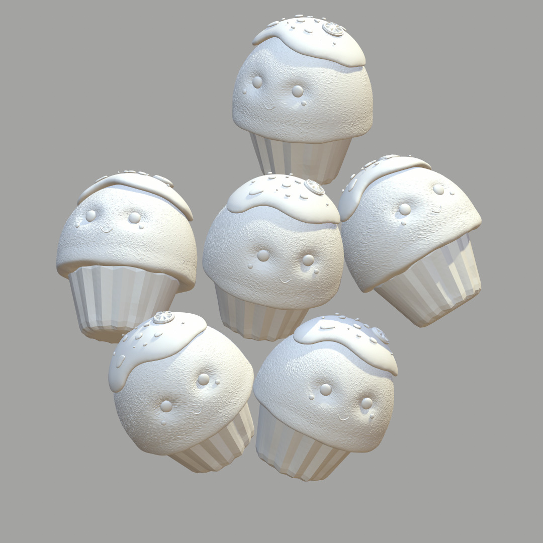 Pack of 6 Cute 3D Cupcakes 3D model | CGTrader