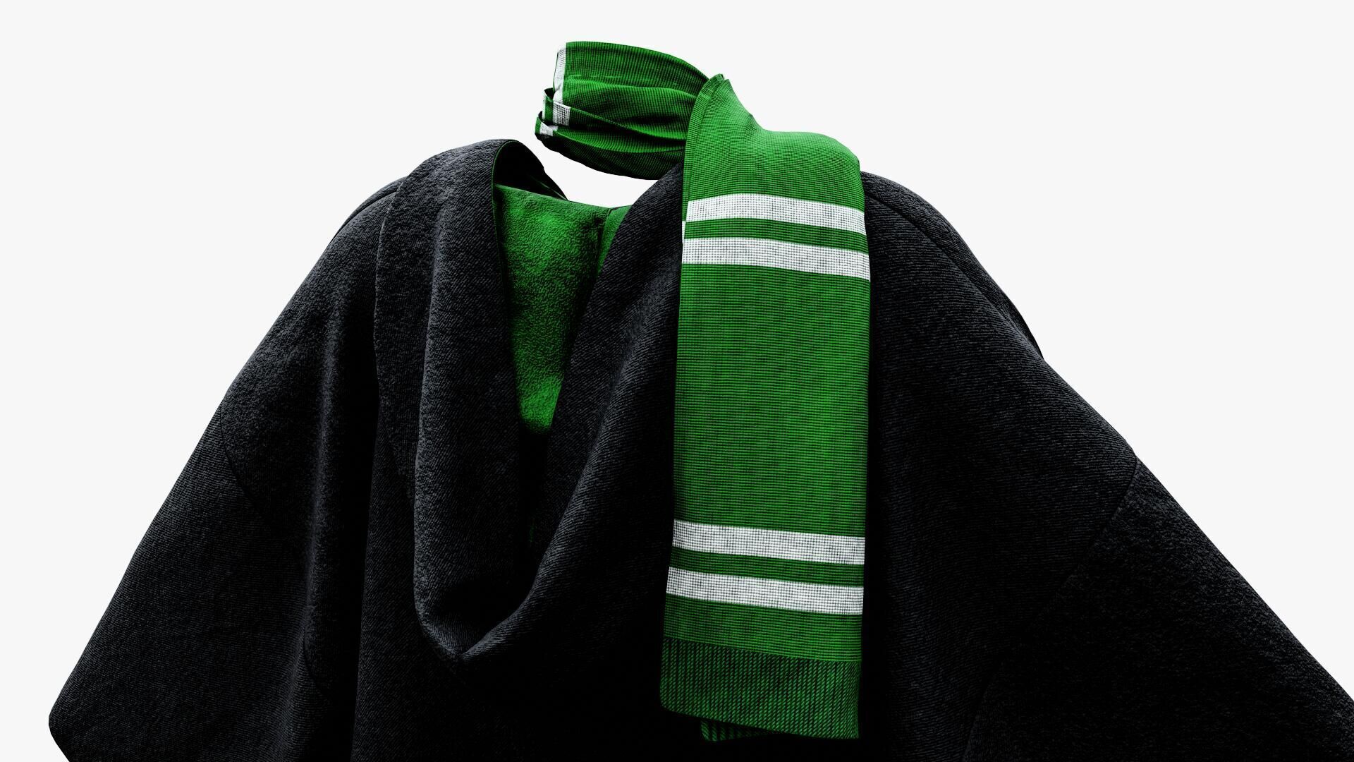 3D model Harry Potter Scarf Coat Cloak Hogwarts Slytherin VR / AR / low ...