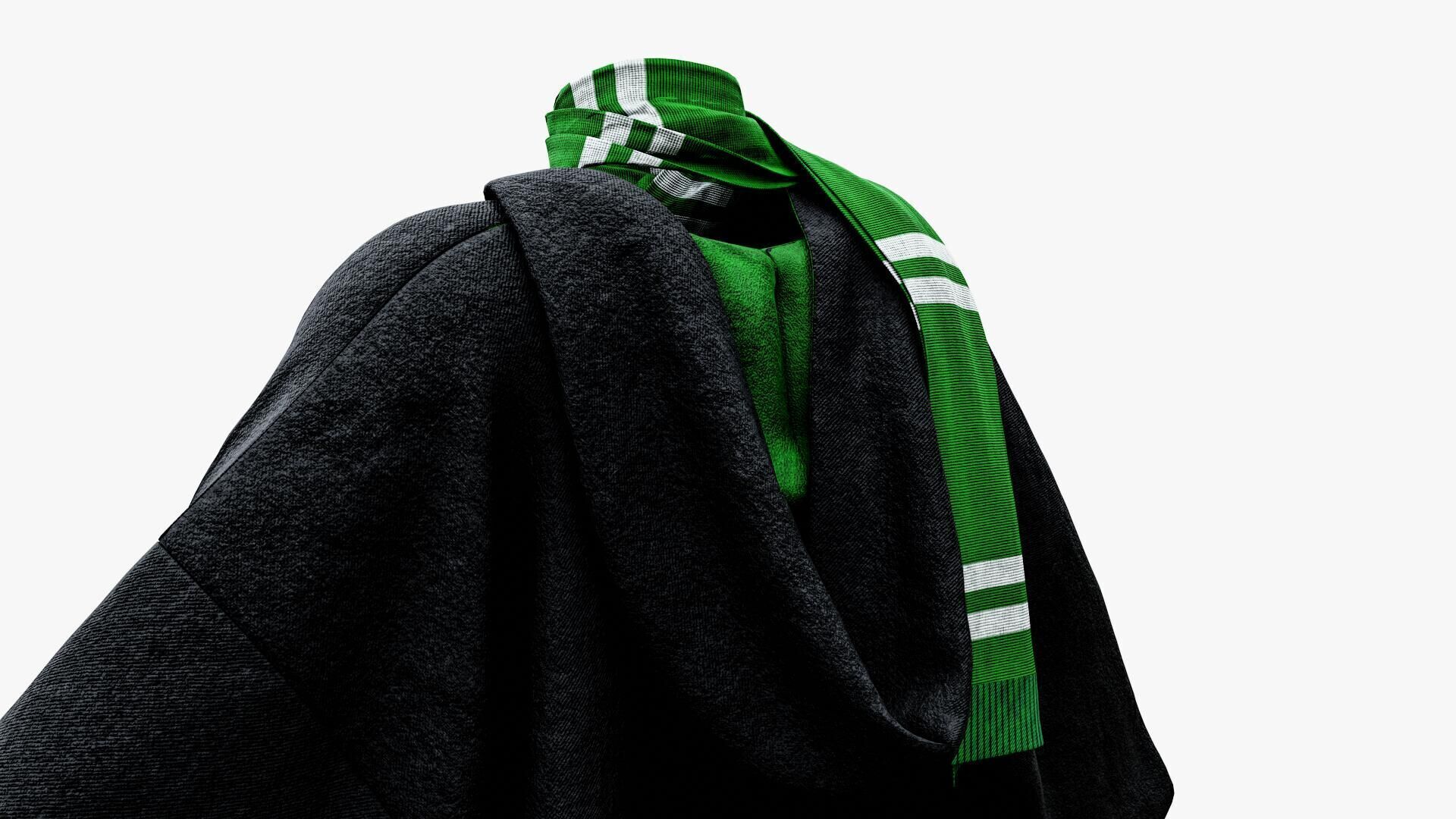 3D model Harry Potter Scarf Coat Cloak Hogwarts Slytherin VR / AR / low ...