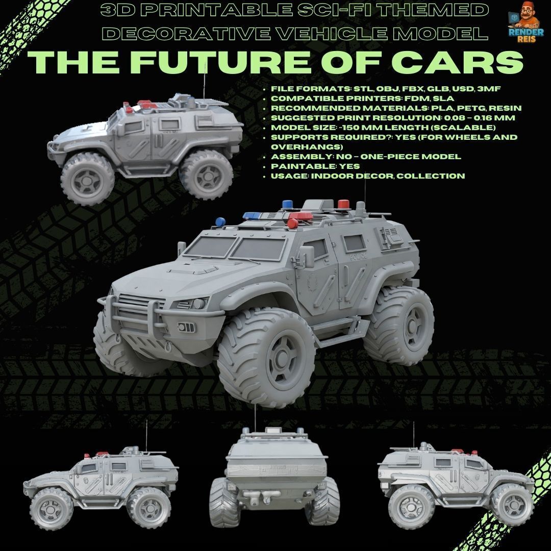 3D Printable Armored Police Vehicle Model 3D model 3D printable | CGTrader