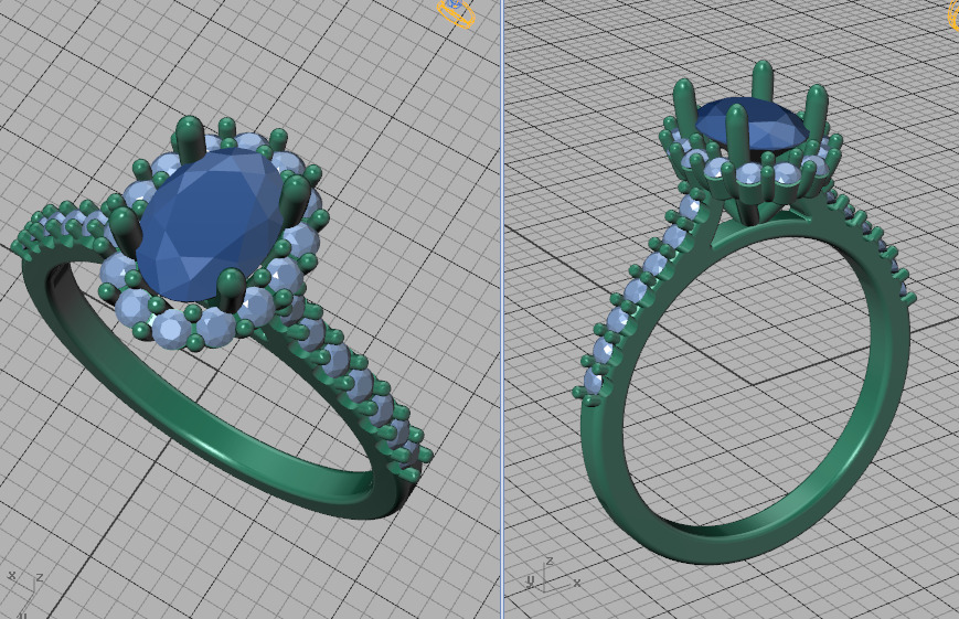 7x5 Oval Gem Bespoke Halo Engagement Ring 3D model 3D printable | CGTrader