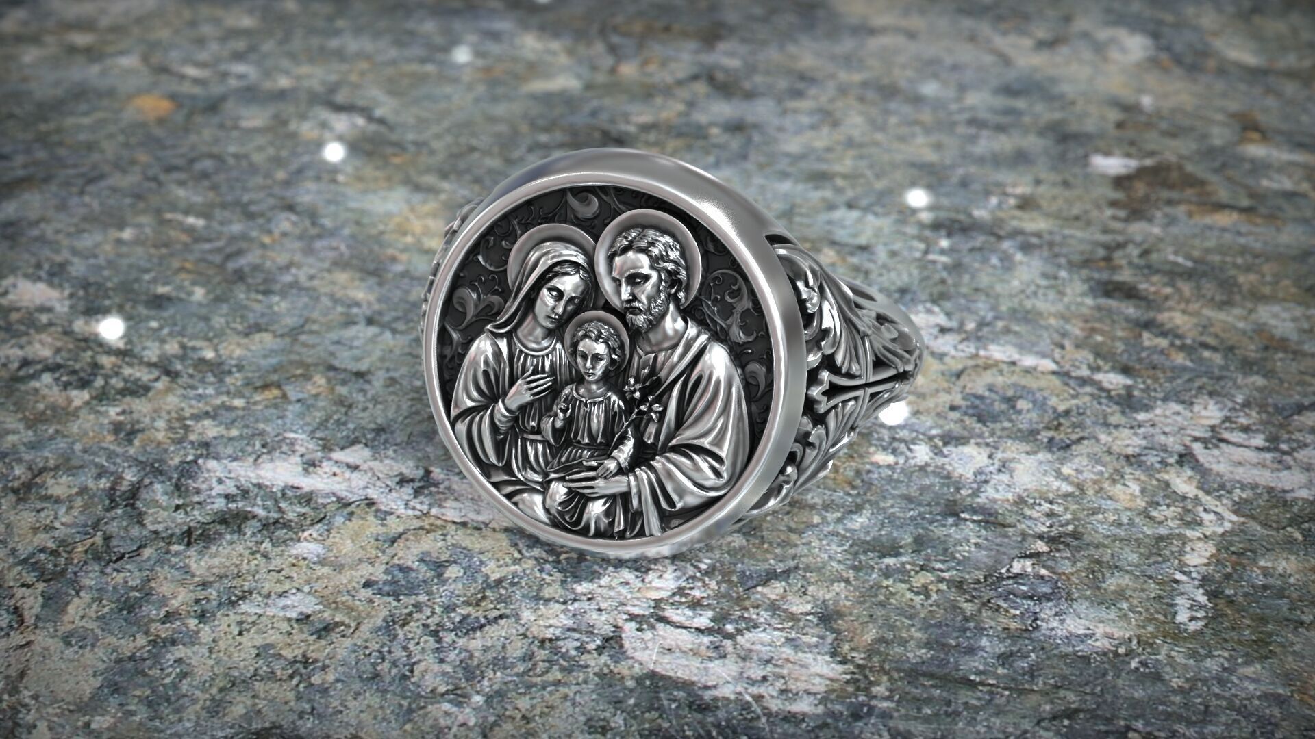 Holy Family Sacred Ring Jesus and Mary and Joseph 3D model 3D printable ...