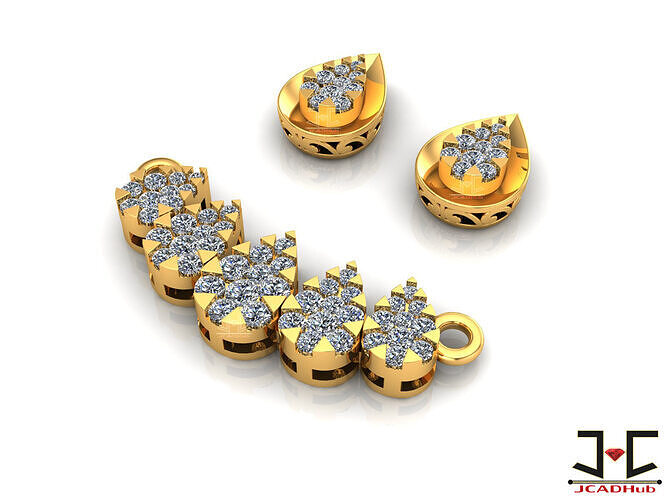 0231 - Fancy Diamond Pendant Set for Women 3D model 3D printable | CGTrader