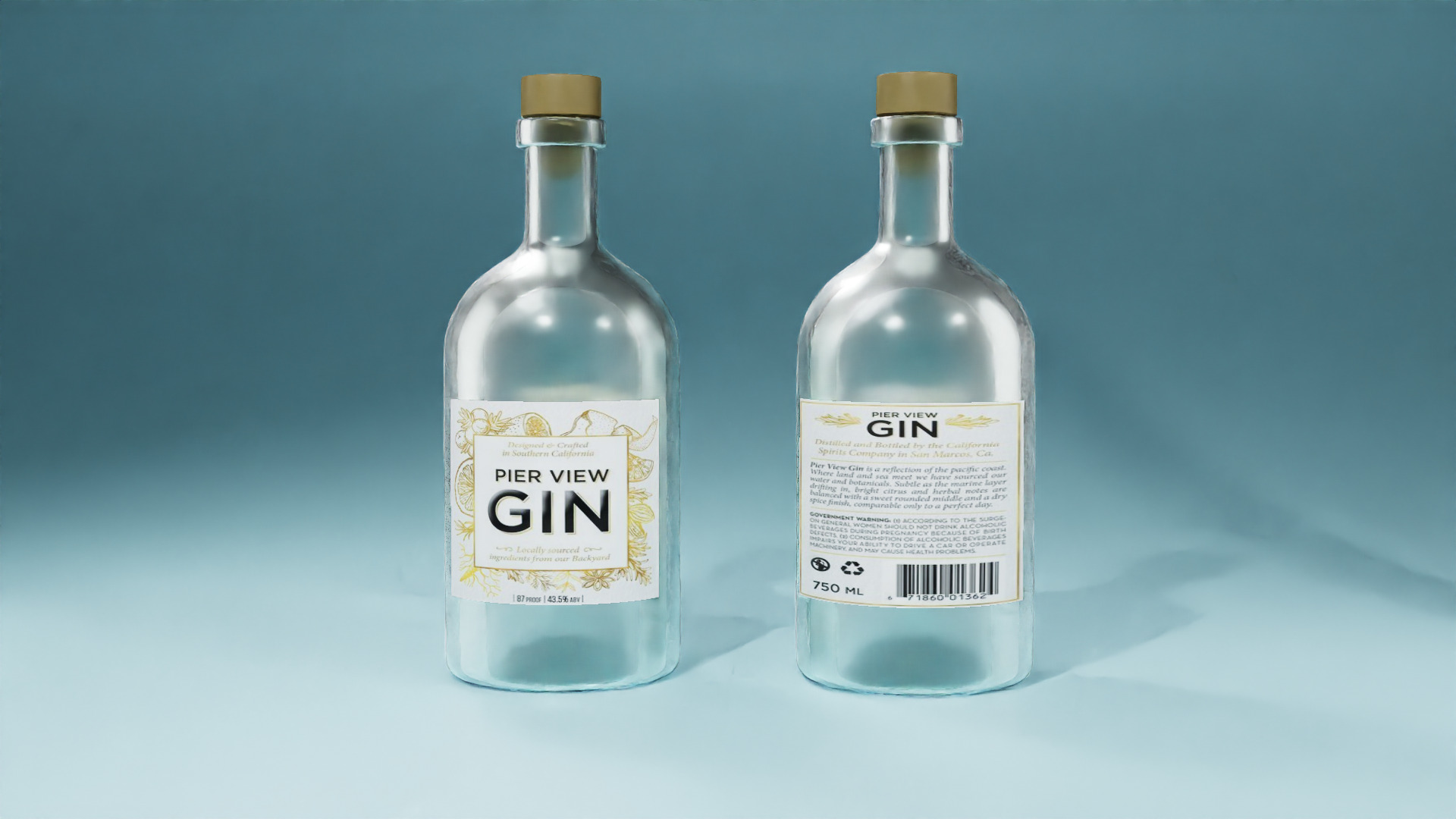Pier View Gin Bottle 750ml Realistic Glass Liquor Bottle free 3D model ...