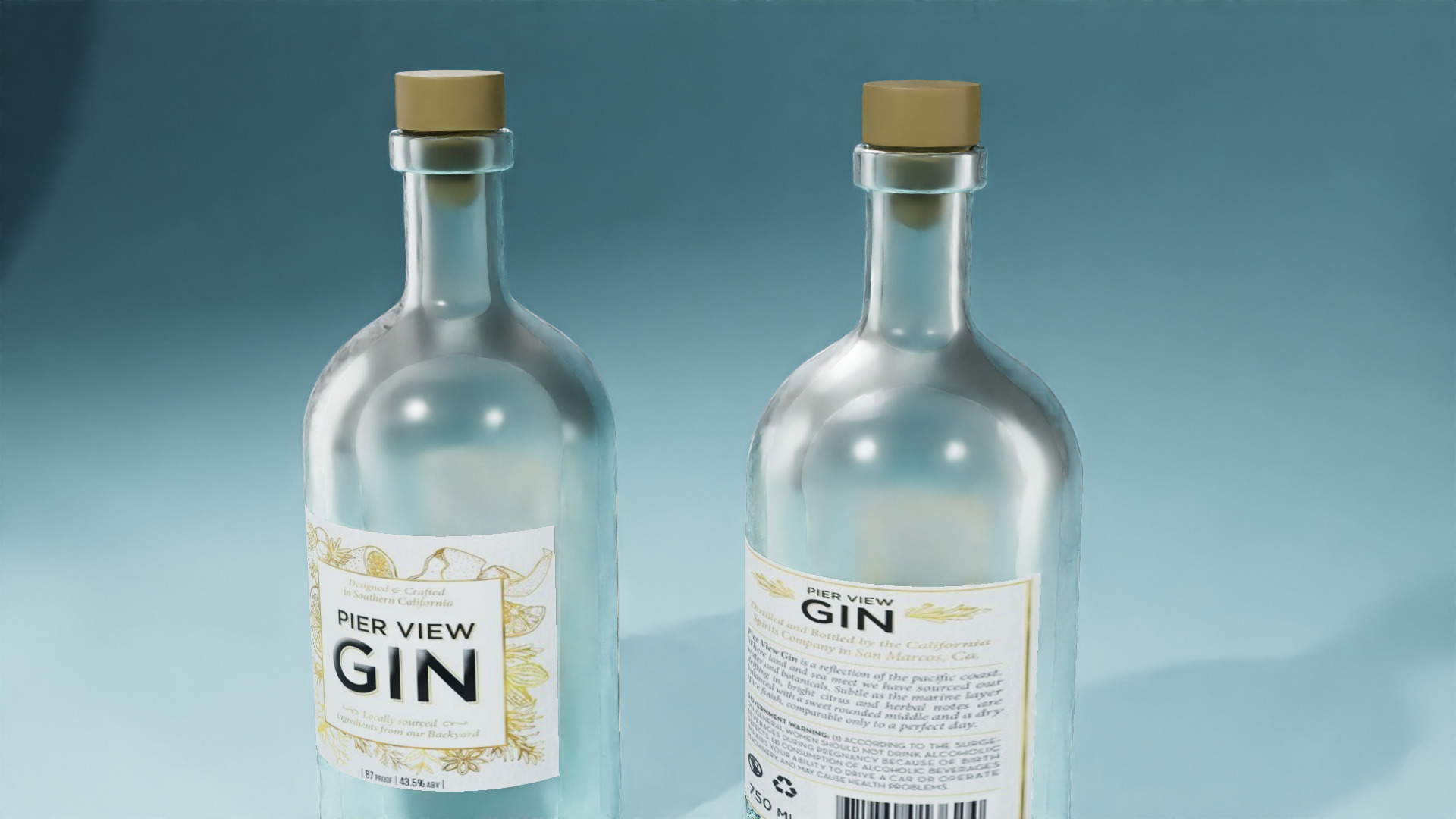 Pier View Gin Bottle 750ml Realistic Glass Liquor Bottle free 3D model ...