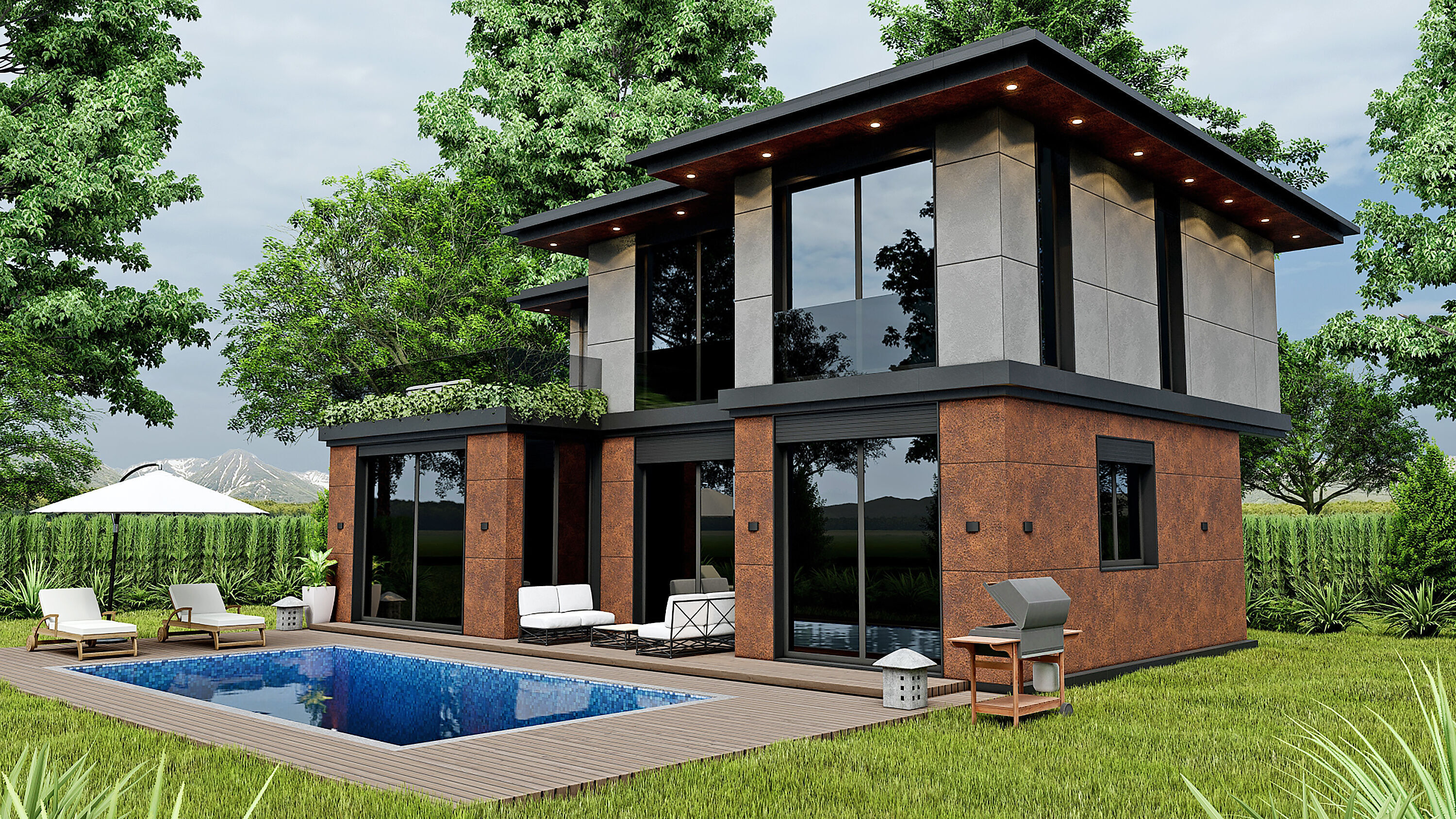 Modern Villa 3D Model with Textures and Lumion File free 3D model ...