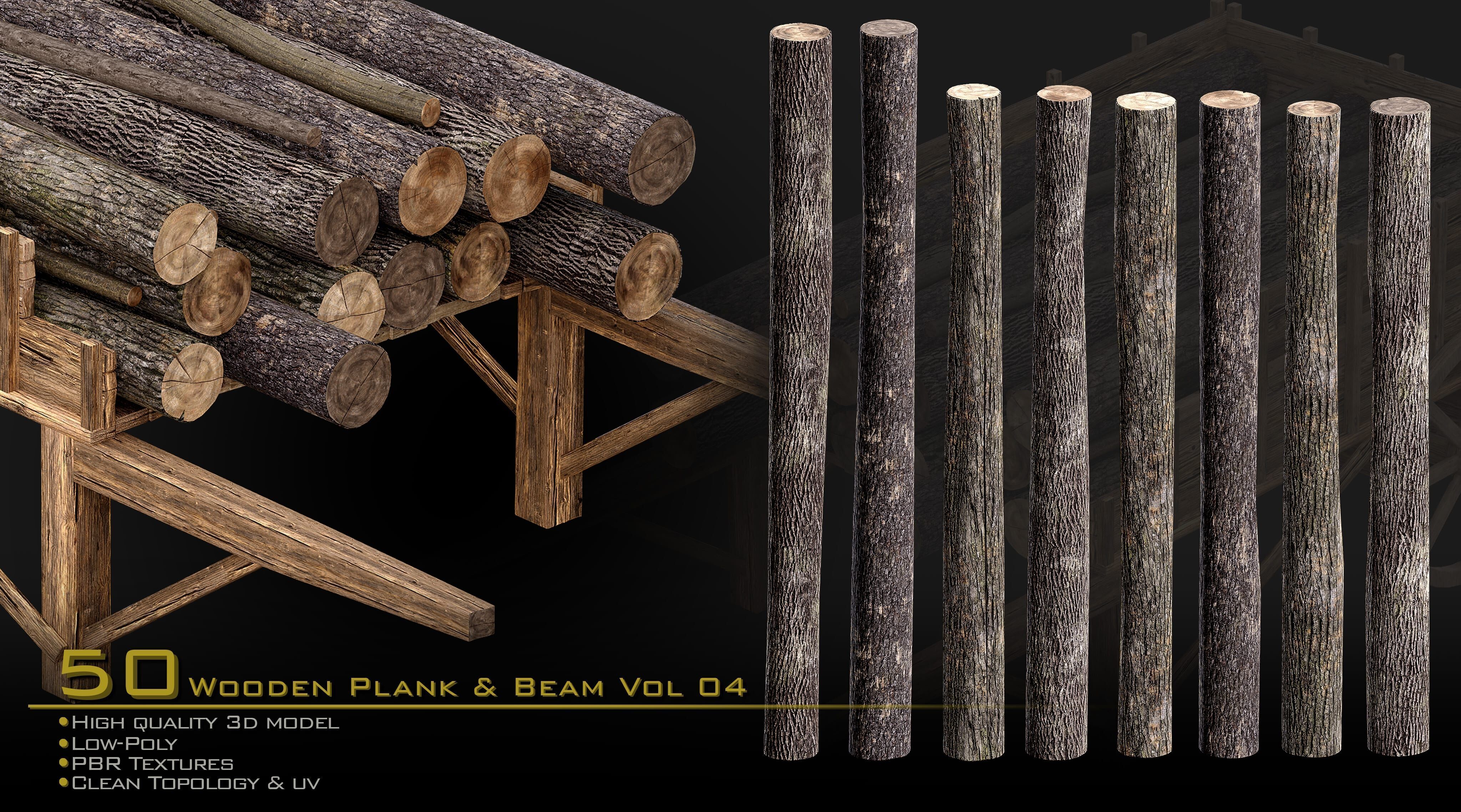 3D model Wooden Plank and Beam Vol 04 Medieval 3D Asset Pack VR / AR ...