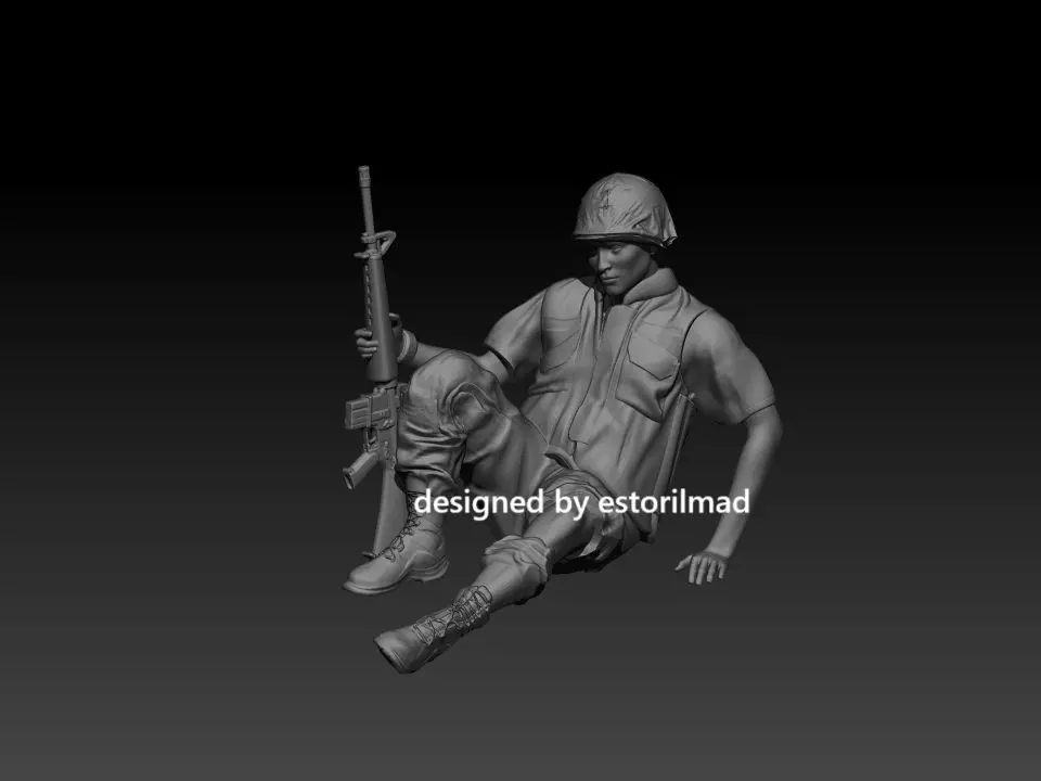 WOUNDED VIETNAM AMERICAN SOLDIER V3 3D model 3D printable | CGTrader