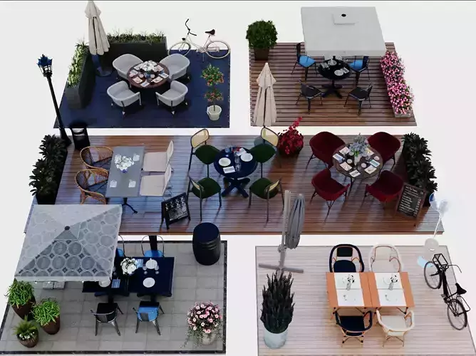 Outdoor table and chair set 3D model | CGTrader