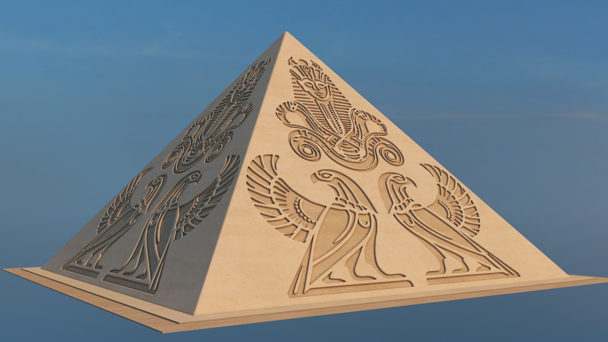 Futuristic Egyptian Pyramids - 004 - Topology 3D model | CGTrader