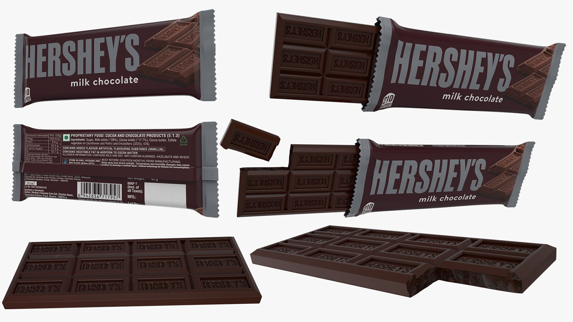 HERSHEYS Chocolate Bar with Packaging 3D model | CGTrader