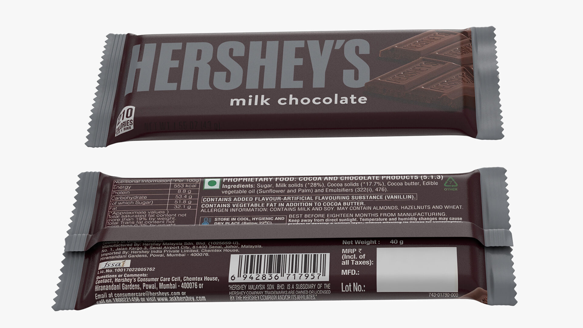 HERSHEYS Chocolate Bar with Packaging 3D model | CGTrader