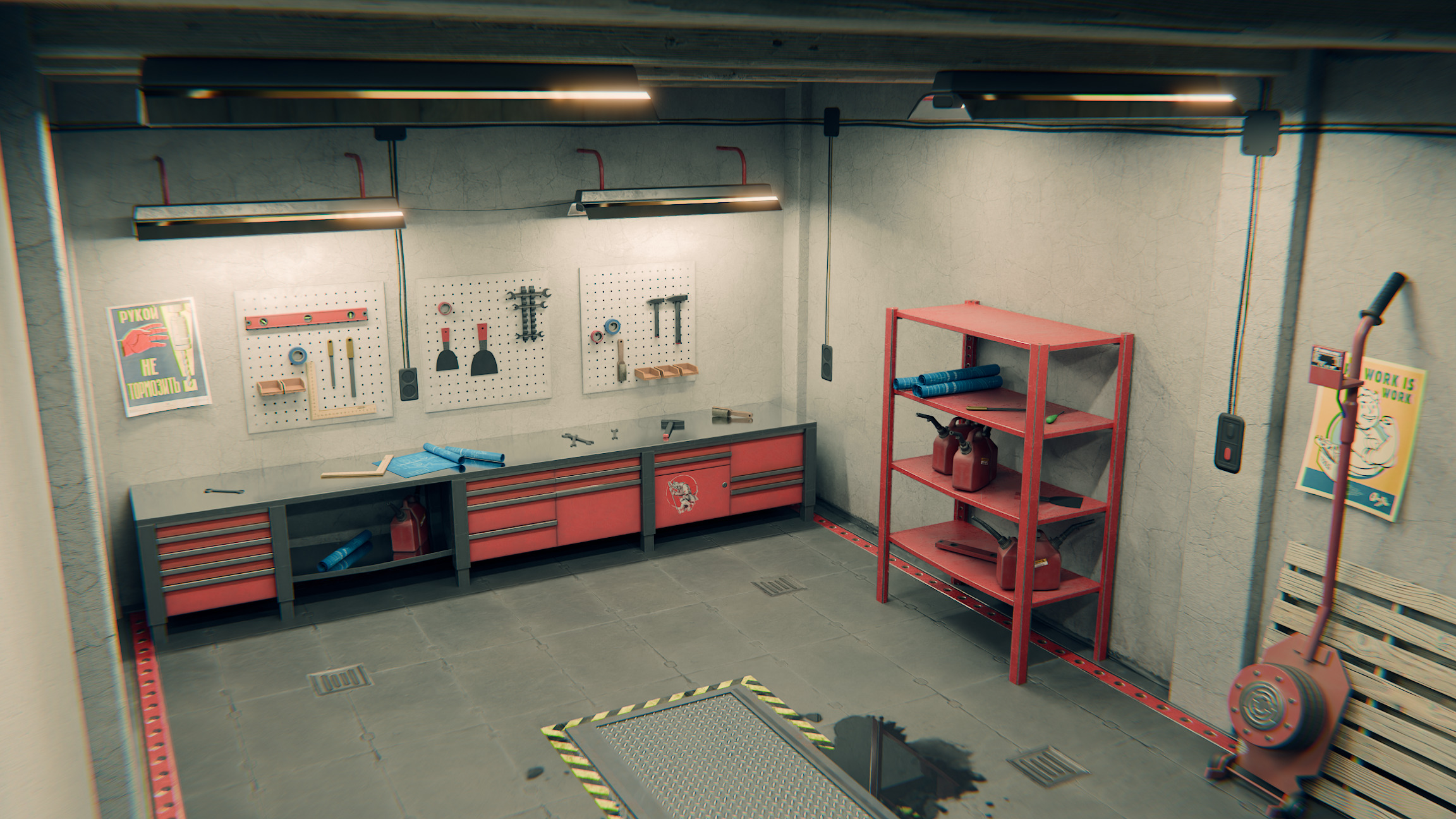 Auto Workshop interier optimized free VR / AR / low-poly 3D model ...