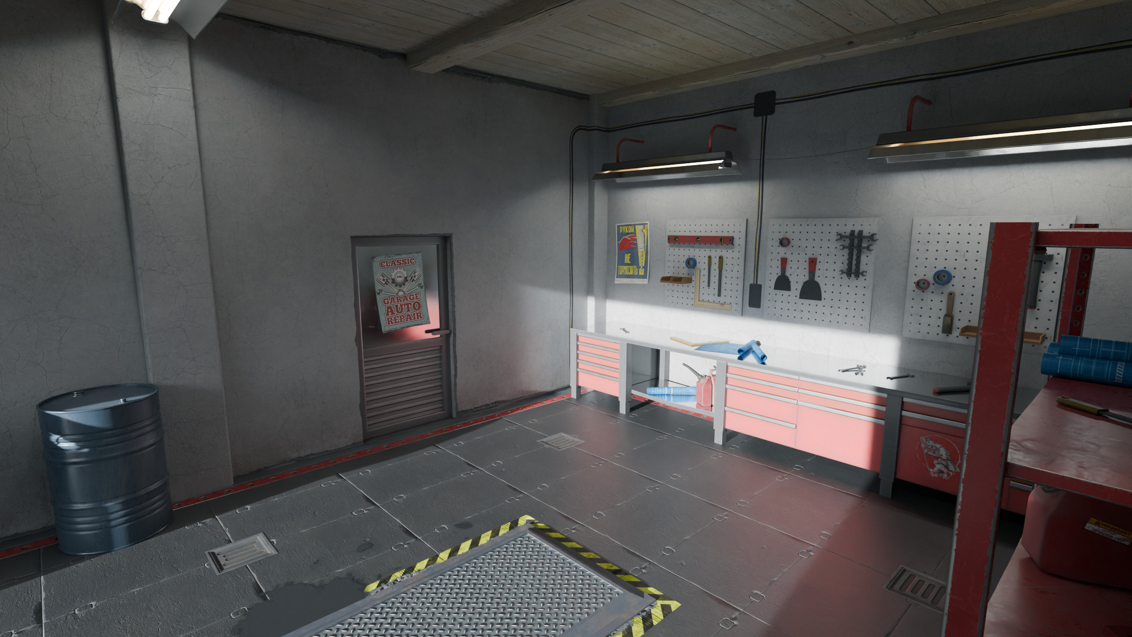 Auto Workshop interier optimized free VR / AR / low-poly 3D model ...