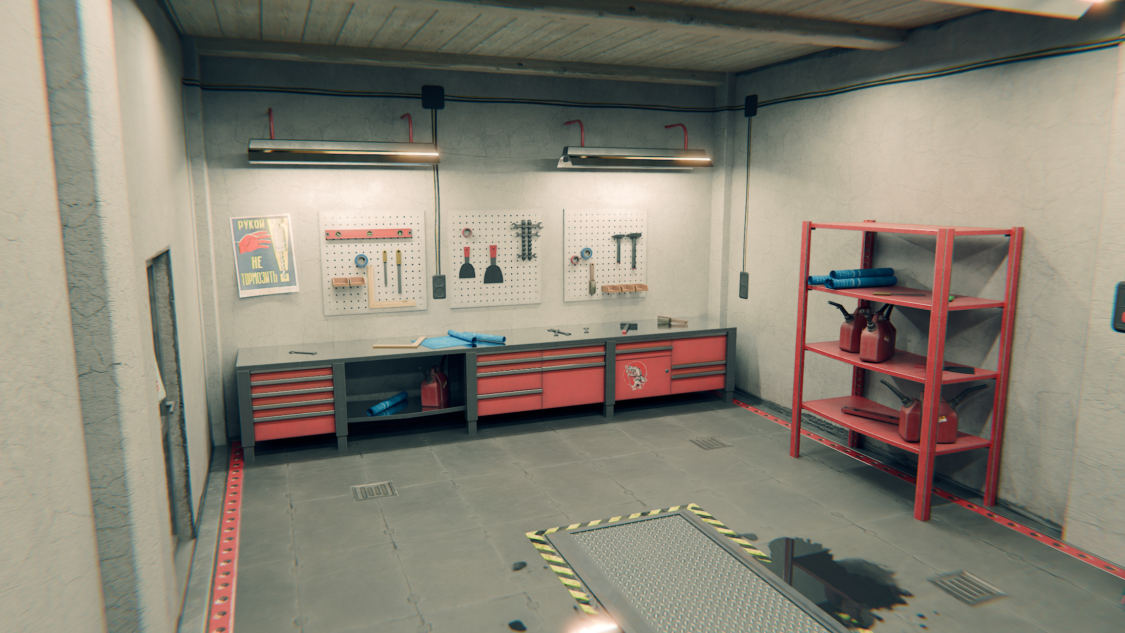 Auto Workshop interier optimized free VR / AR / low-poly 3D model ...