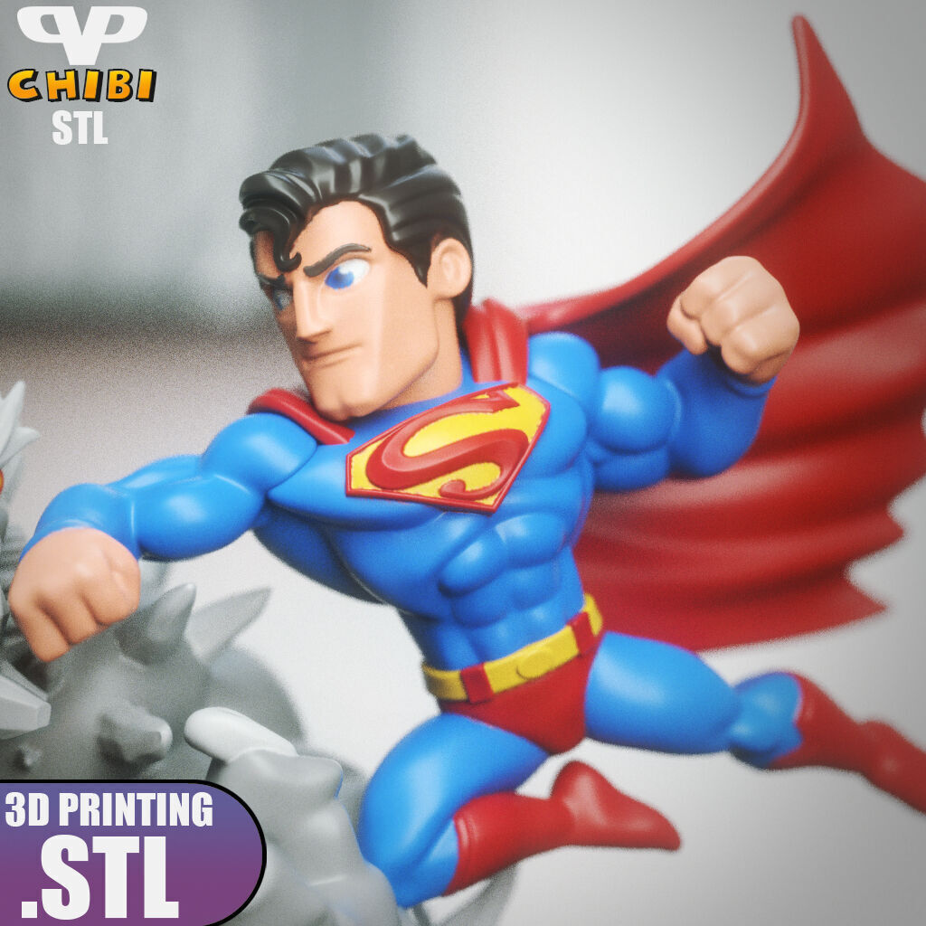 Superman vs Doomsday Chibi STL for 3D Printing ChibiSTL 3DXM 3D model ...