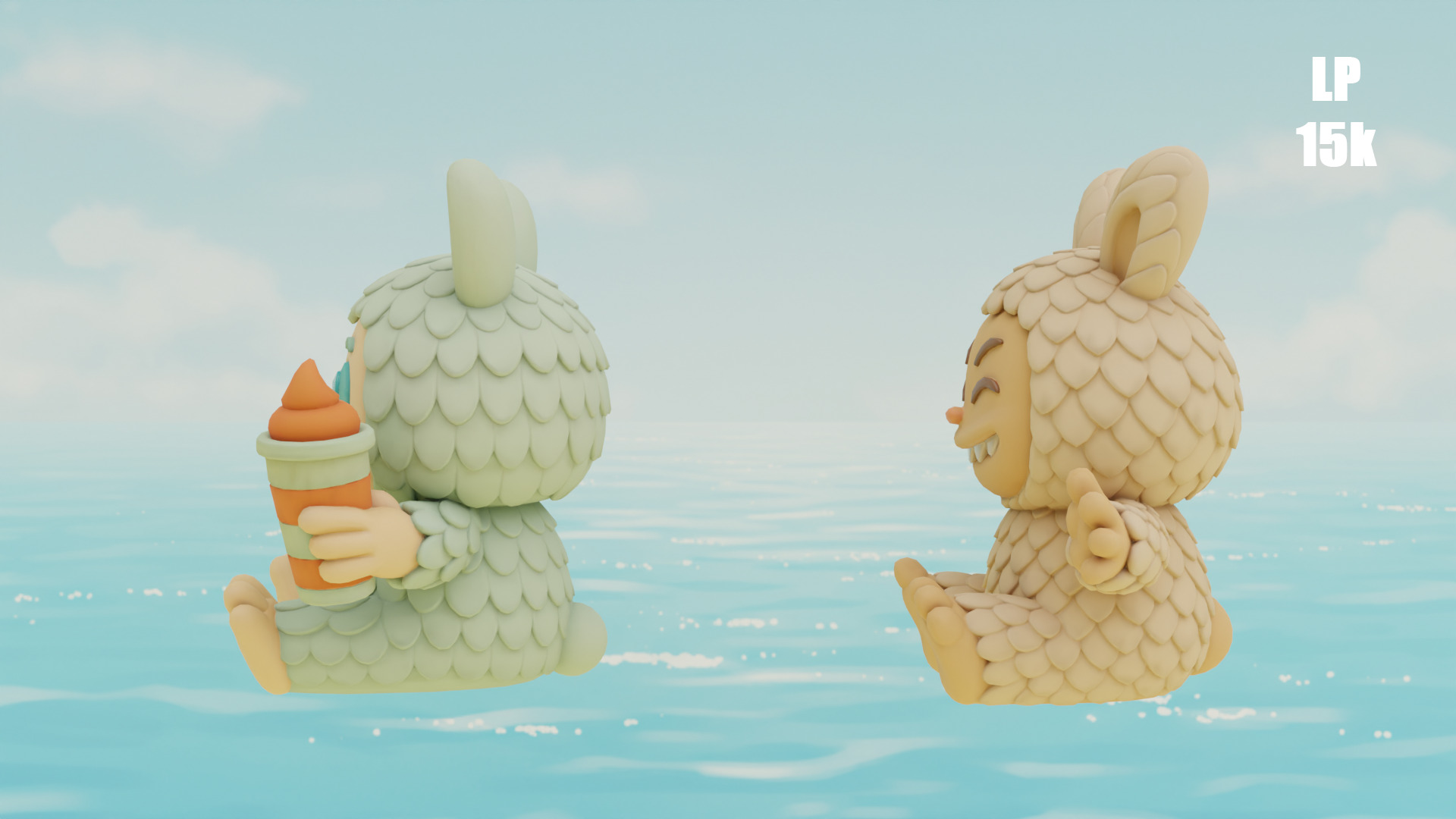 3D model Labubu Beach Set Characters QUQU SISI Duck Lifebuoy Pop Mart ...