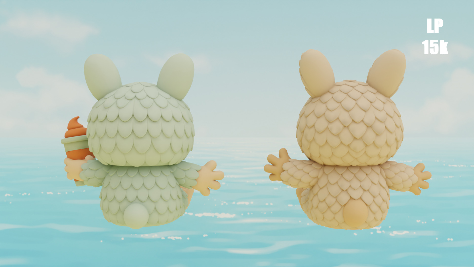 3D model Labubu Beach Set Characters QUQU SISI Duck Lifebuoy Pop Mart ...