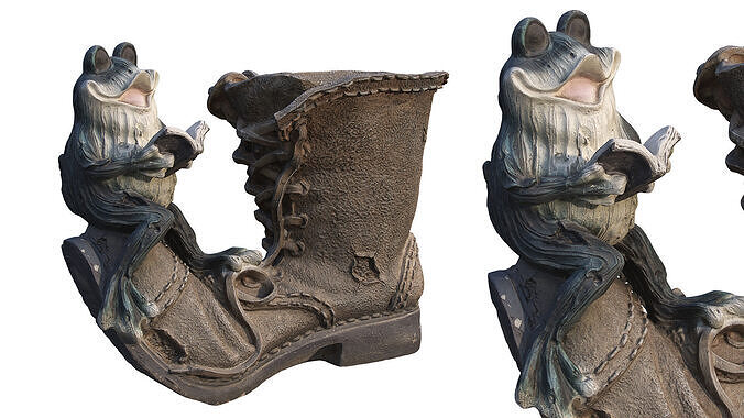 Garden sculpture Frog on a boot 3D model | CGTrader