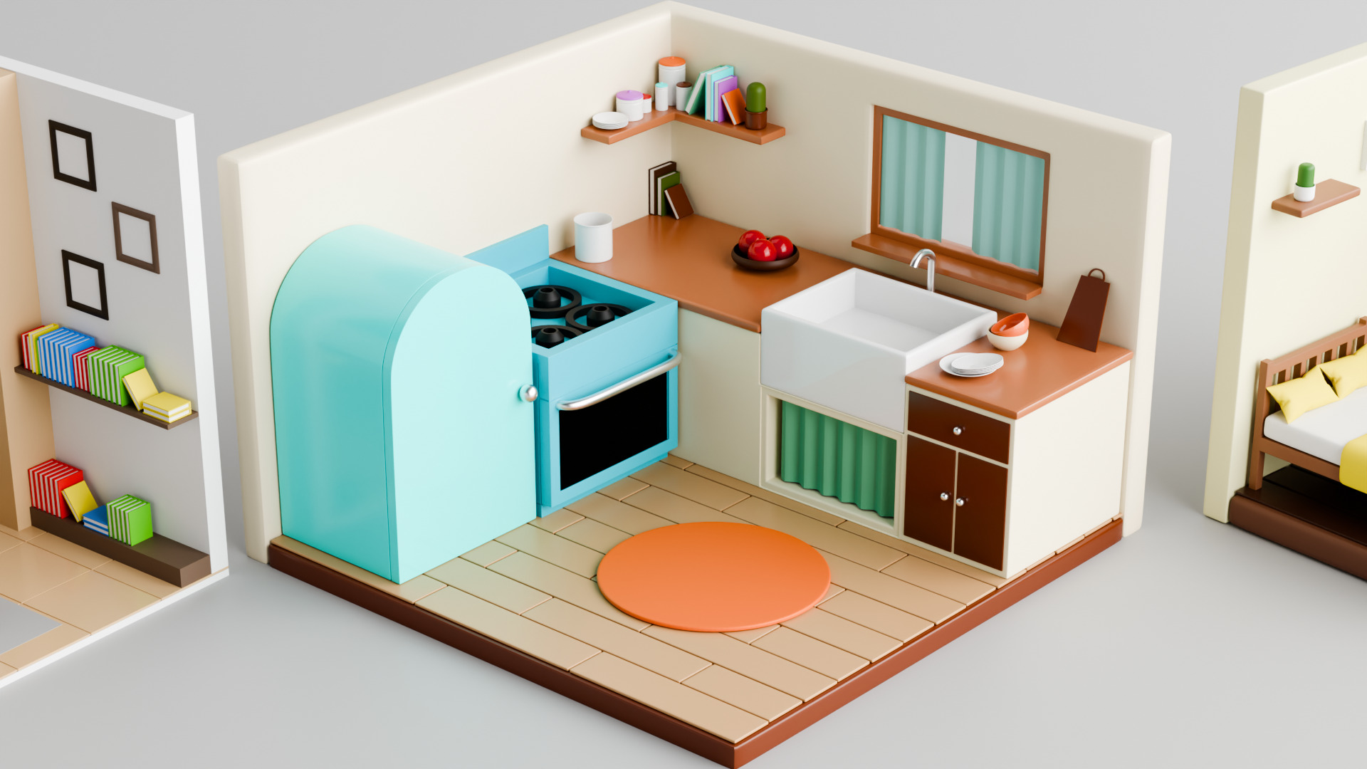 Modern Home Interior 3D Model Pack free VR / AR / low-poly 3D model ...