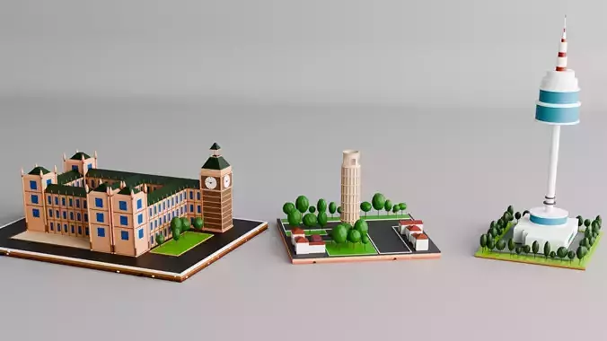 Iconic Landmarks 3D Model Pack free VR / AR / low-poly 3D model | CGTrader