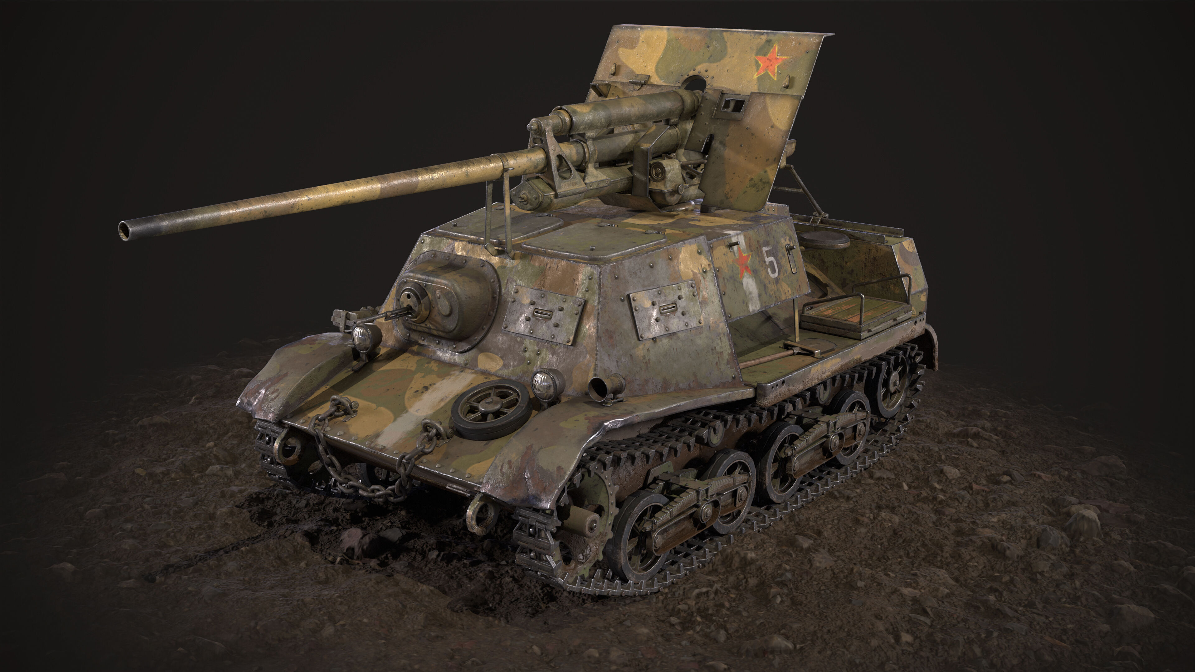 3D model Military Self Propelled Artillery Unit USSR VR / AR / low-poly ...