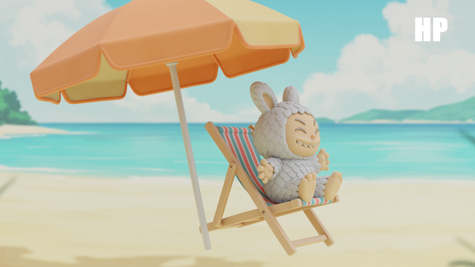 3D model Labubu Beach Set Characters HEHE ZIZI Pop Mart VR / AR / low ...