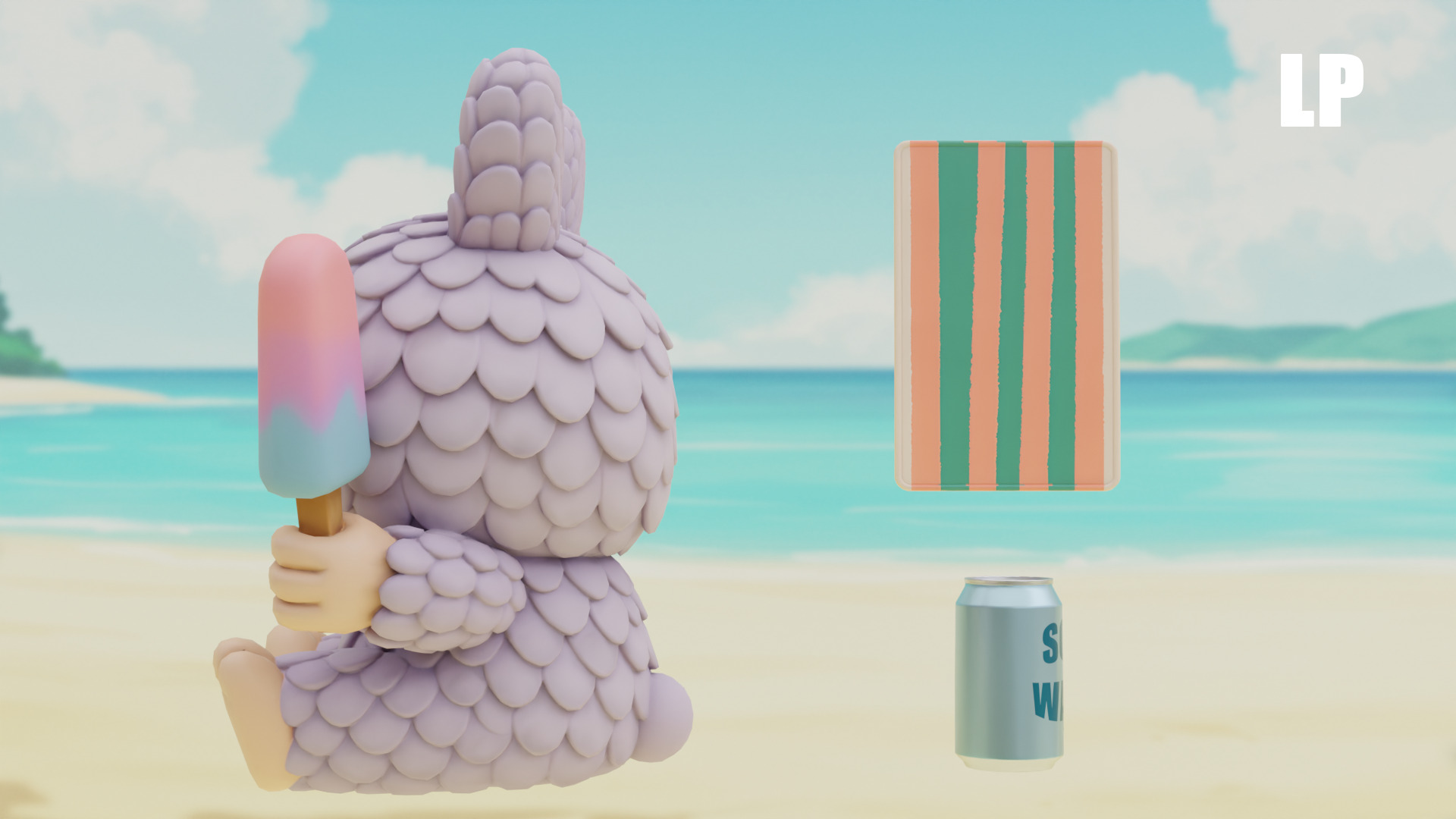 3D model Labubu Beach Set Characters HEHE ZIZI Pop Mart VR / AR / low ...