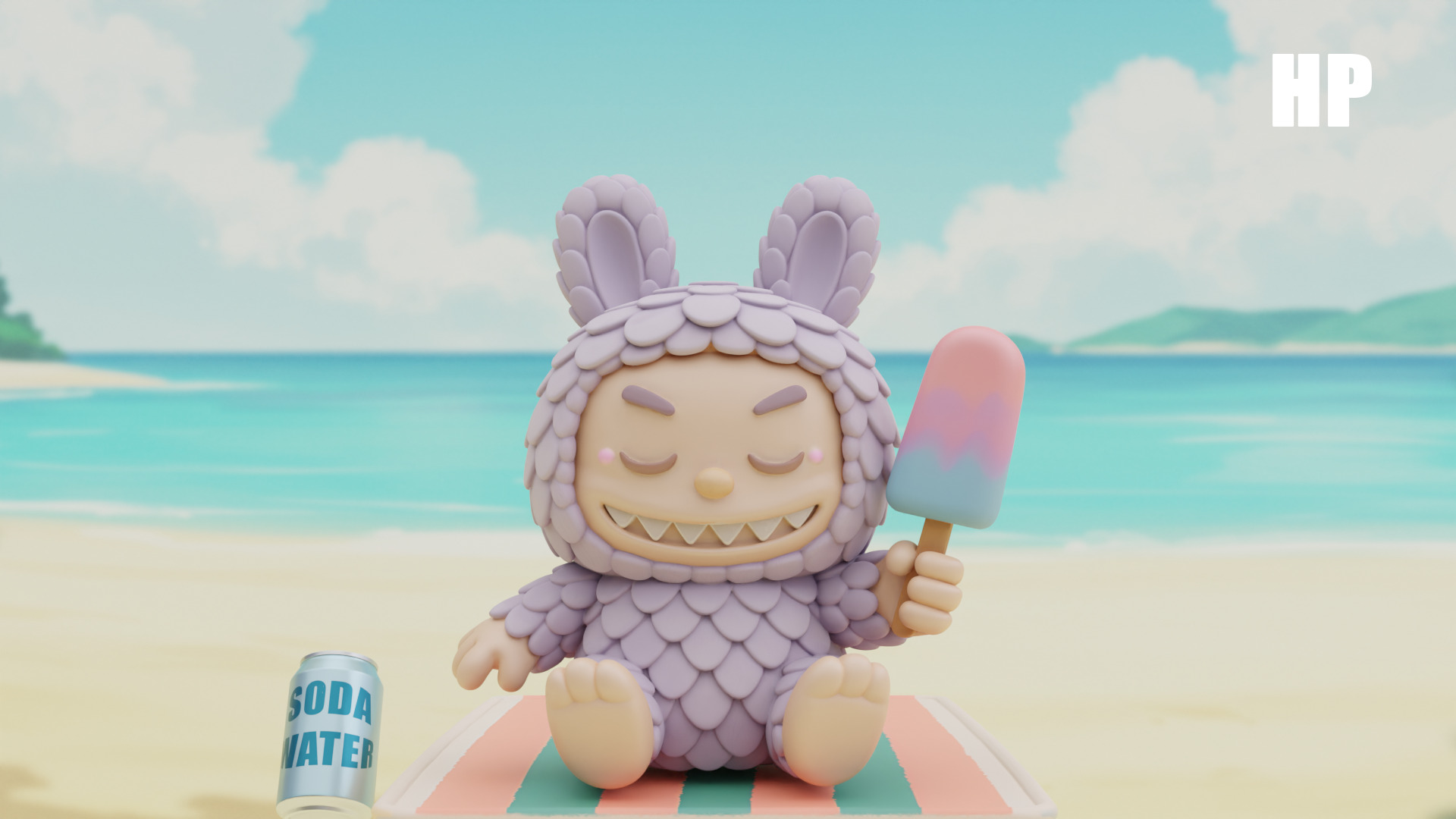 3D model Labubu Beach Set Characters HEHE ZIZI Pop Mart VR / AR / low ...