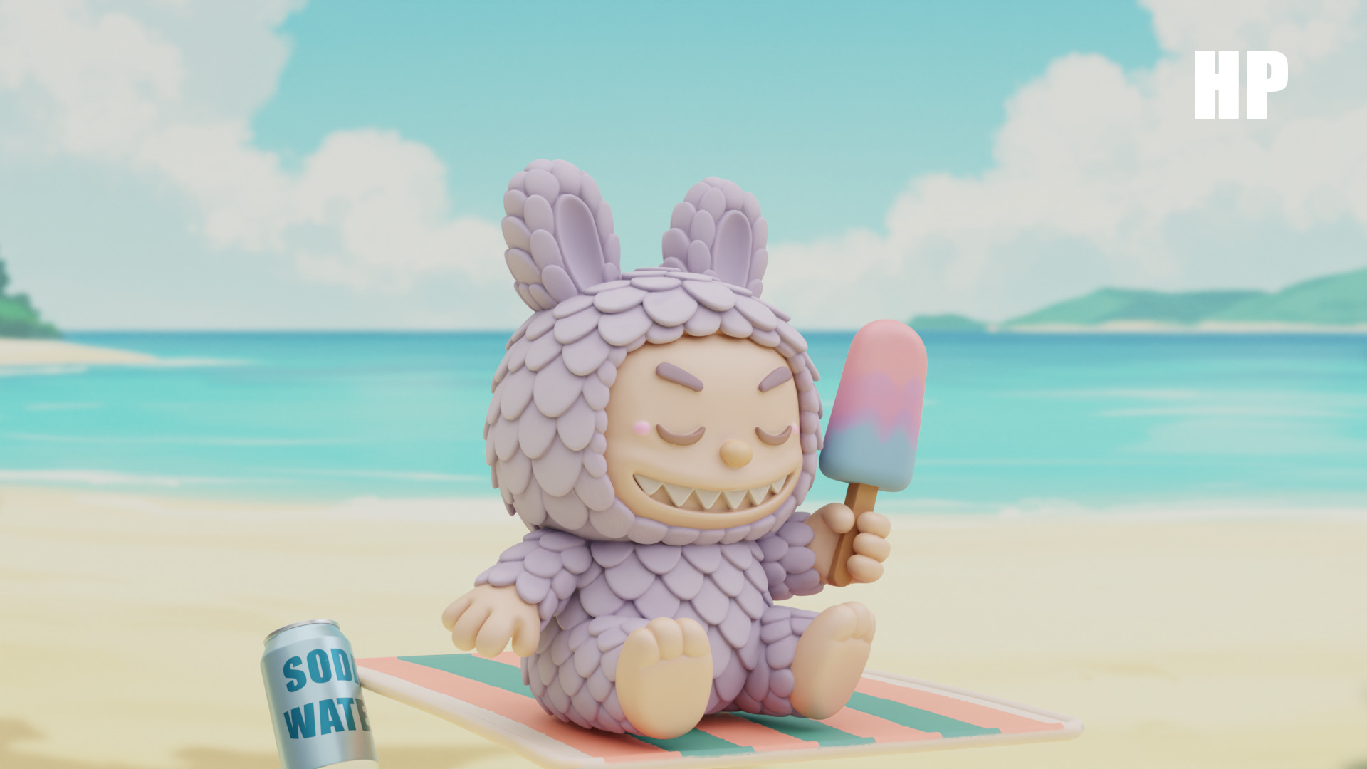 3D model Labubu Beach Set Characters HEHE ZIZI Pop Mart VR / AR / low ...