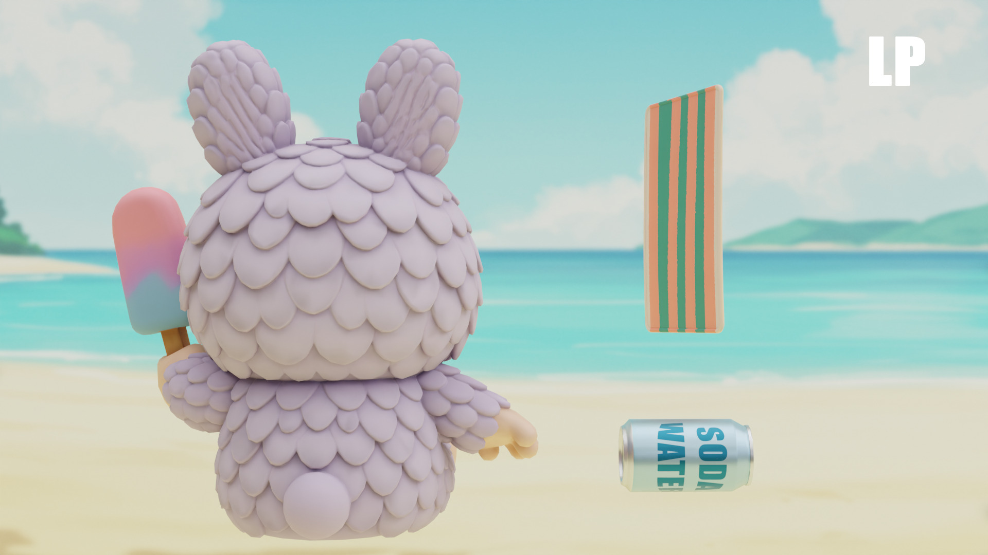 3D model Labubu Beach Set Characters HEHE ZIZI Pop Mart VR / AR / low ...