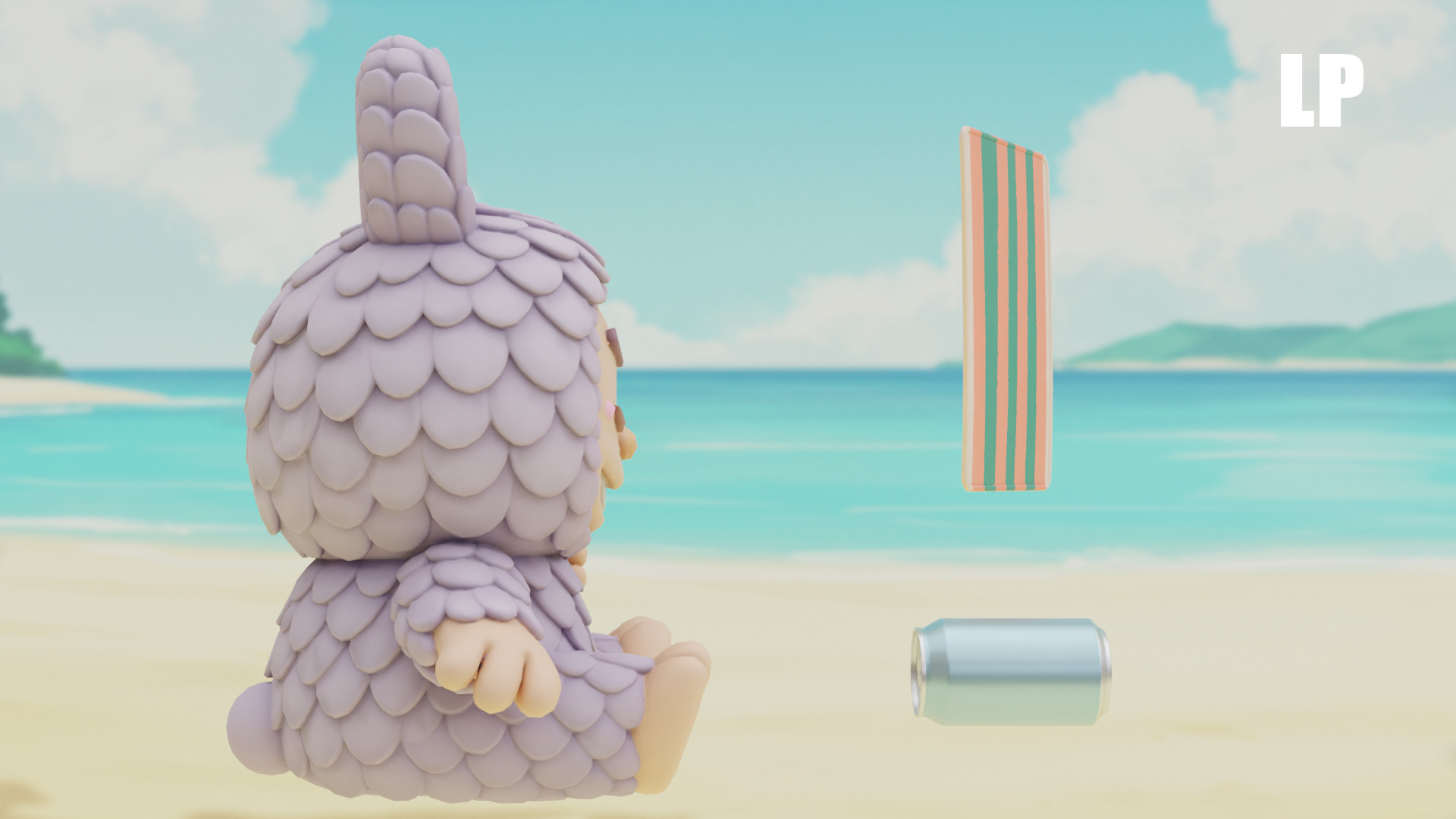 3D model Labubu Beach Set Characters HEHE ZIZI Pop Mart VR / AR / low ...