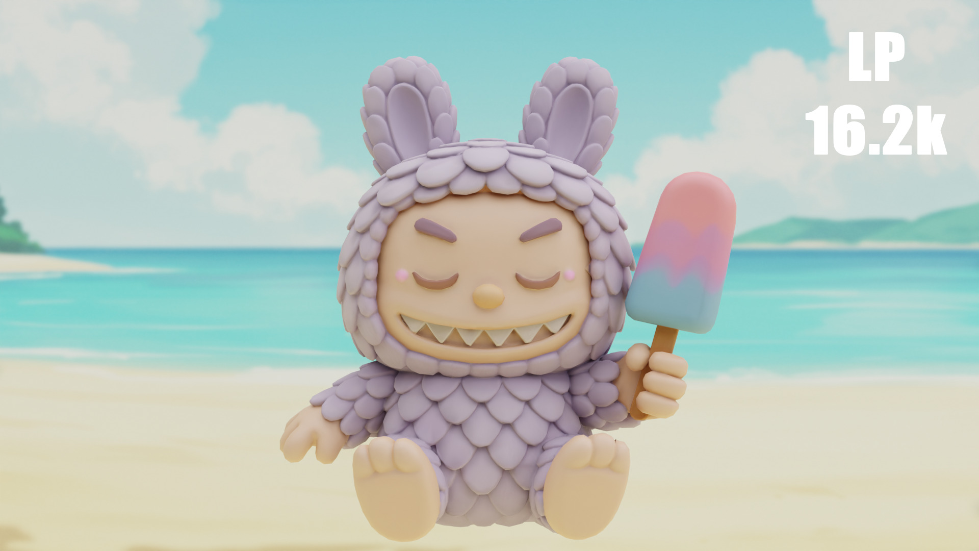 3D model Labubu Beach Set Characters HEHE ZIZI Pop Mart VR / AR / low ...