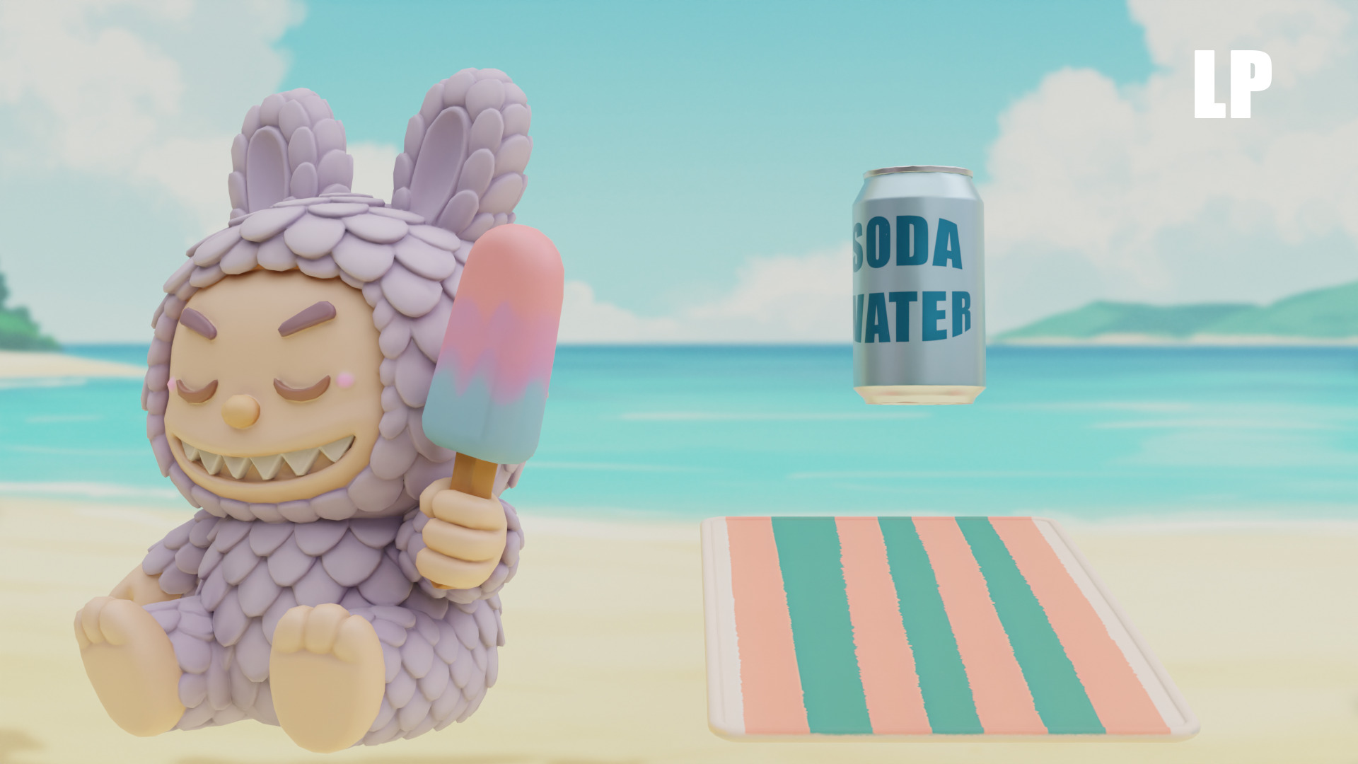 3D model Labubu Beach Set Characters HEHE ZIZI Pop Mart VR / AR / low ...