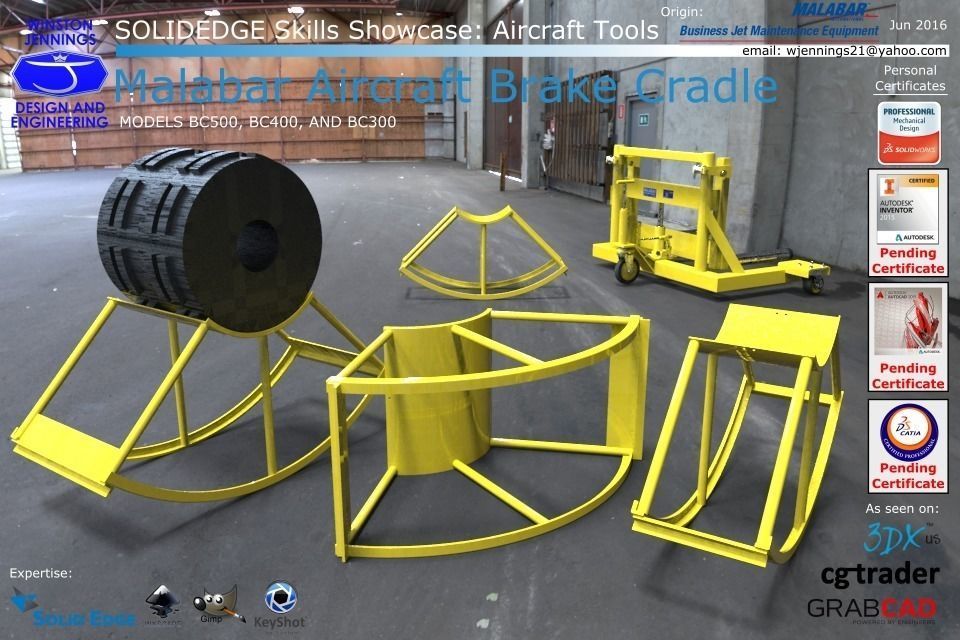 Solidedge Skills Showcase Malabar Aircraft Brake Cradle free 3D model ...