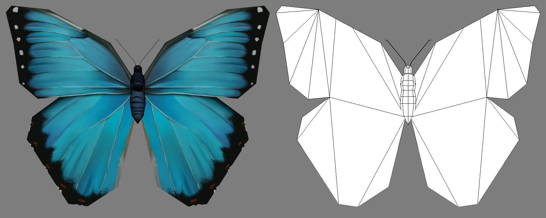 3D model Low-Poly Hand-Painted Morpho Butterfly VR / AR / low-poly ...