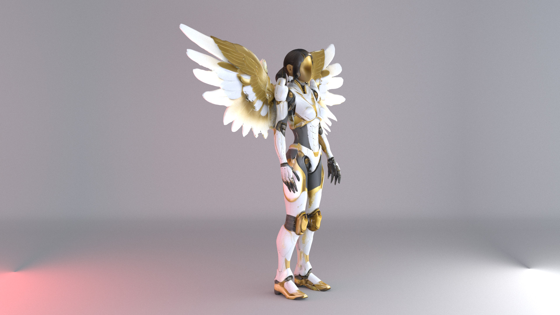 Cyber Angel Sentinel Futuristic Winged Robot Character 3D Model 3D ...