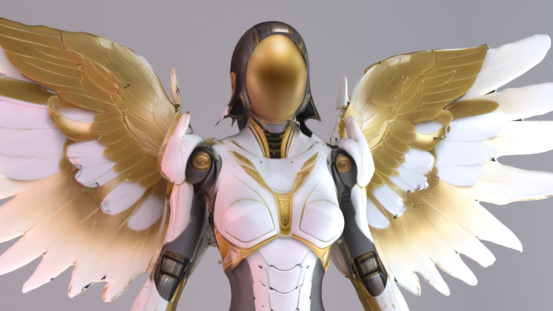 Cyber Angel Sentinel Futuristic Winged Robot Character 3D Model 3D ...