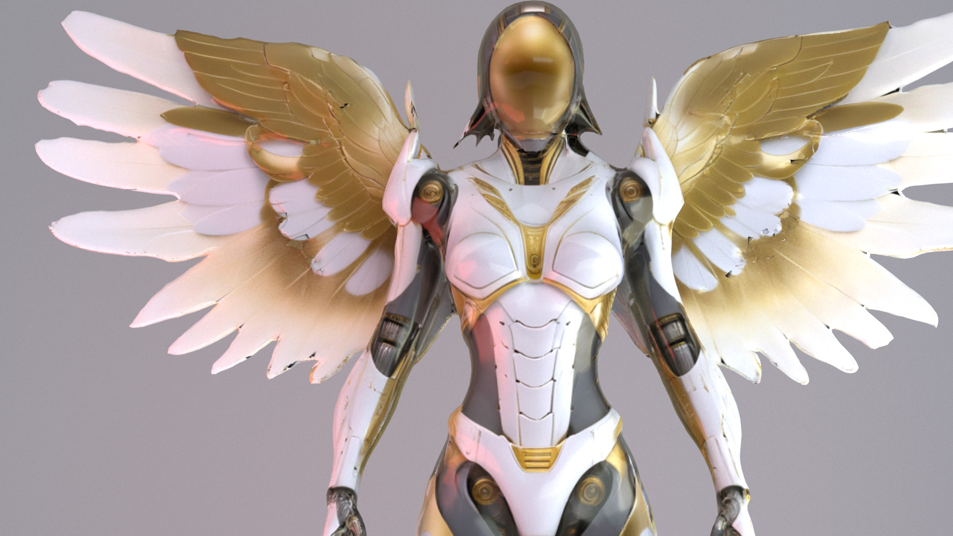 Cyber Angel Sentinel Futuristic Winged Robot Character 3D Model 3D ...