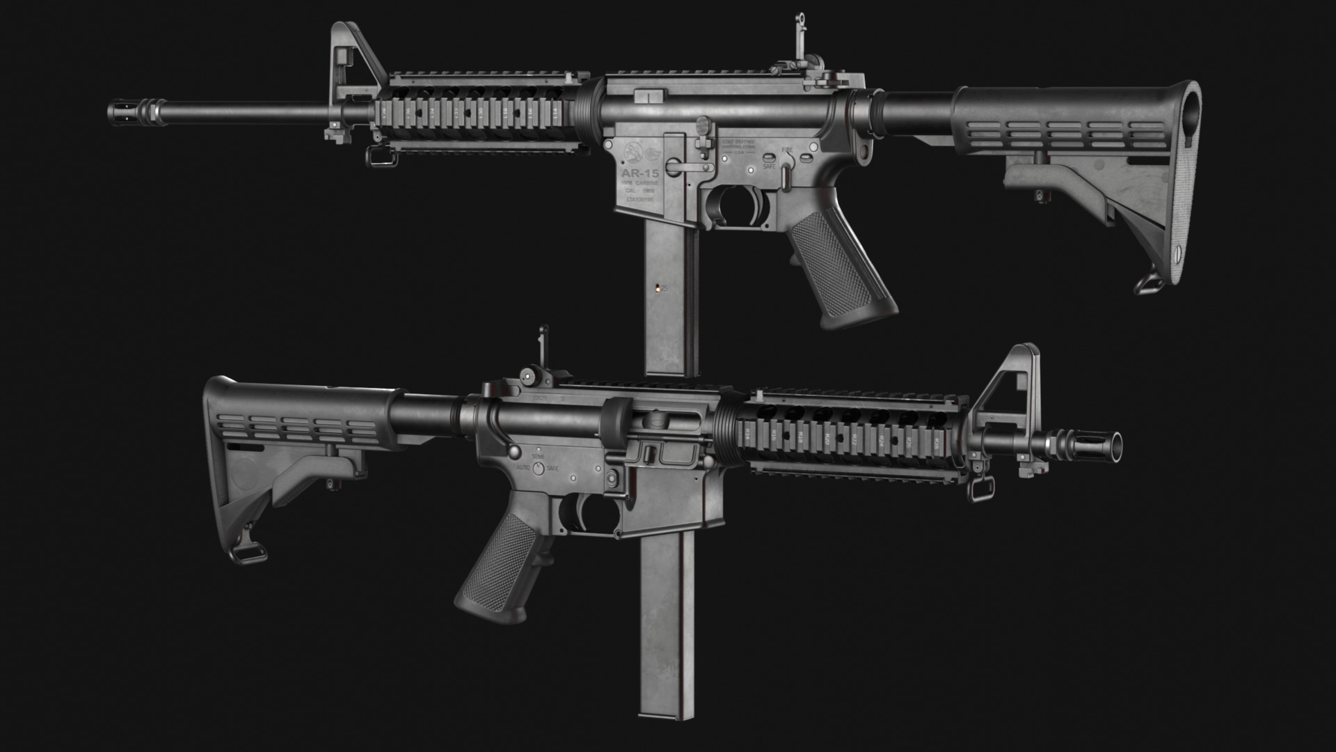 3D model Colt 9mm SMG - R0991 - R0992 - AR6951 Carbine - Game Asset VR ...