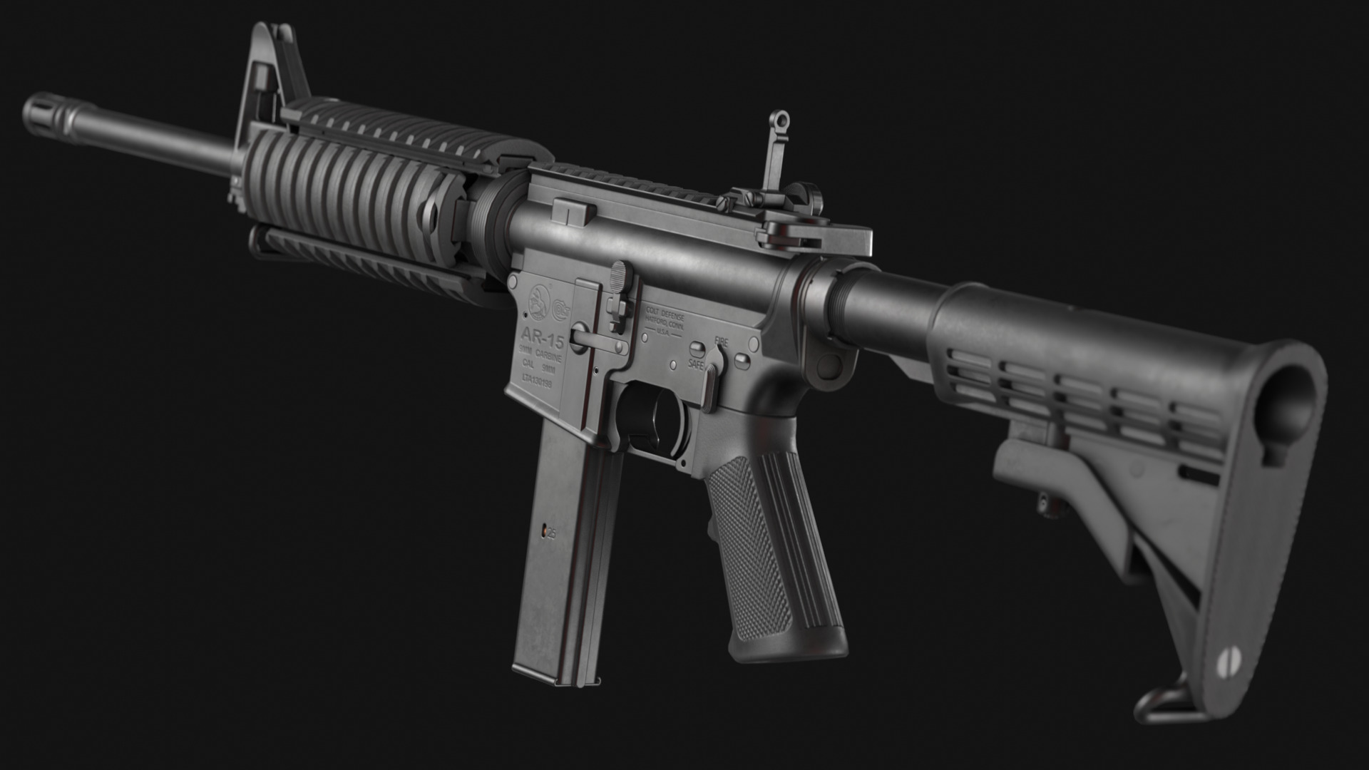 3D model Colt 9mm SMG - R0991 - R0992 - AR6951 Carbine - Game Asset VR ...