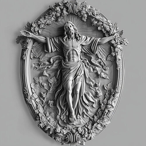 Sacred Heart Jesus Christ Relief Sculpture 3D model 3D printable | CGTrader