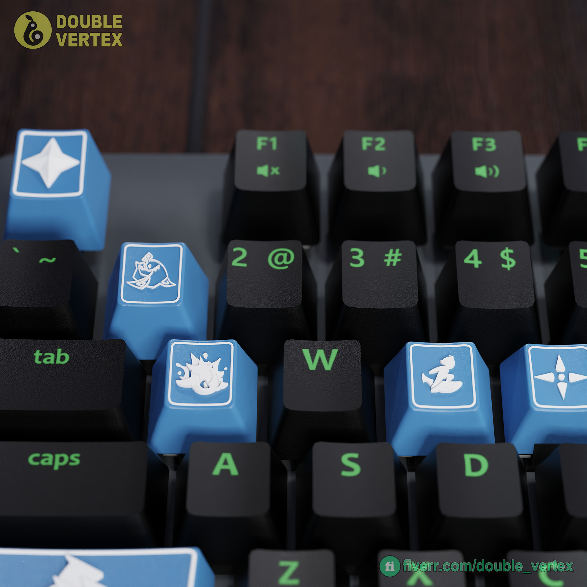 Genshin Impact Mualani Keycaps - OEM Profile free 3D model 3D printable ...