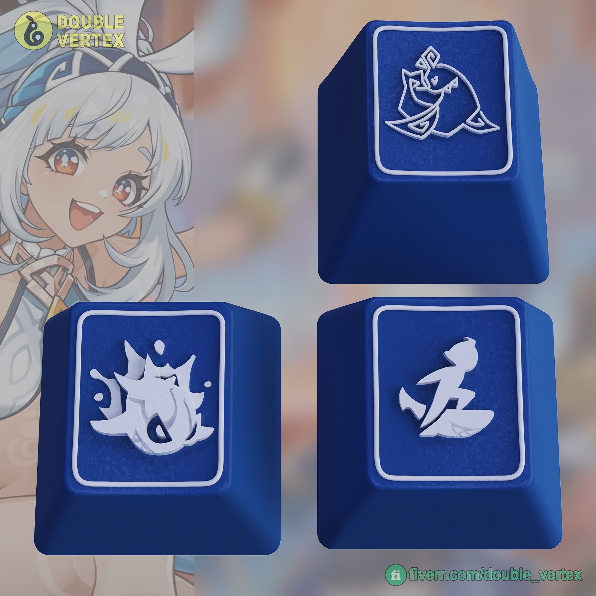 Genshin Impact Mualani Keycaps - OEM Profile free 3D model 3D printable ...