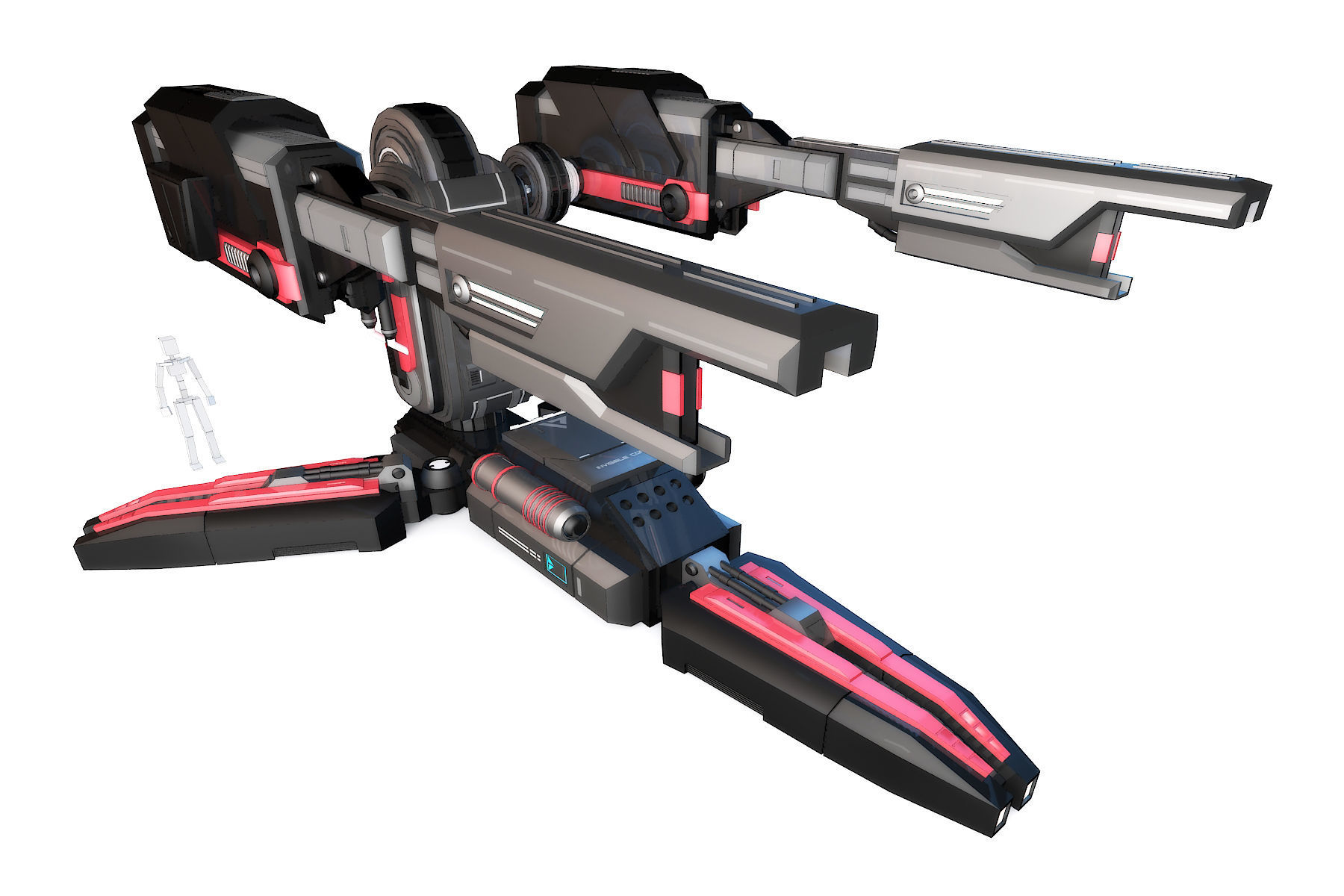 Sci-fi Turret F49 3D model rigged | CGTrader