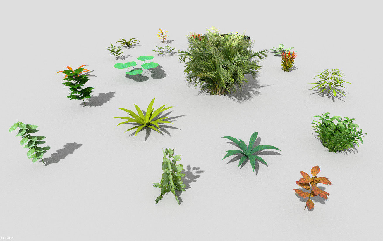 3D model low poly plants collection in circle VR / AR / low-poly | CGTrader