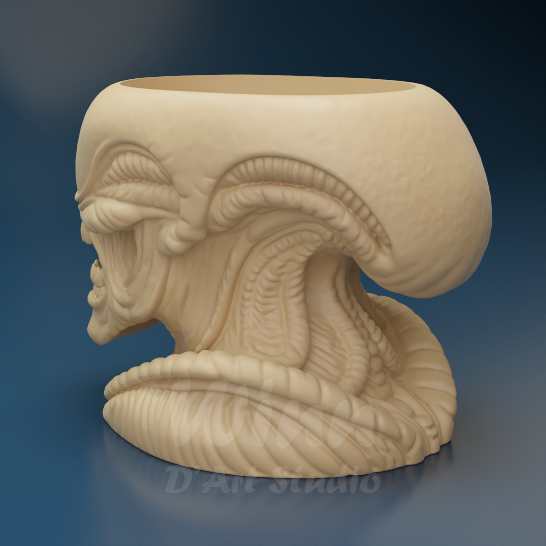 Biomechanical Horror Head Planter STL for 3D Printing 3D model 3D ...