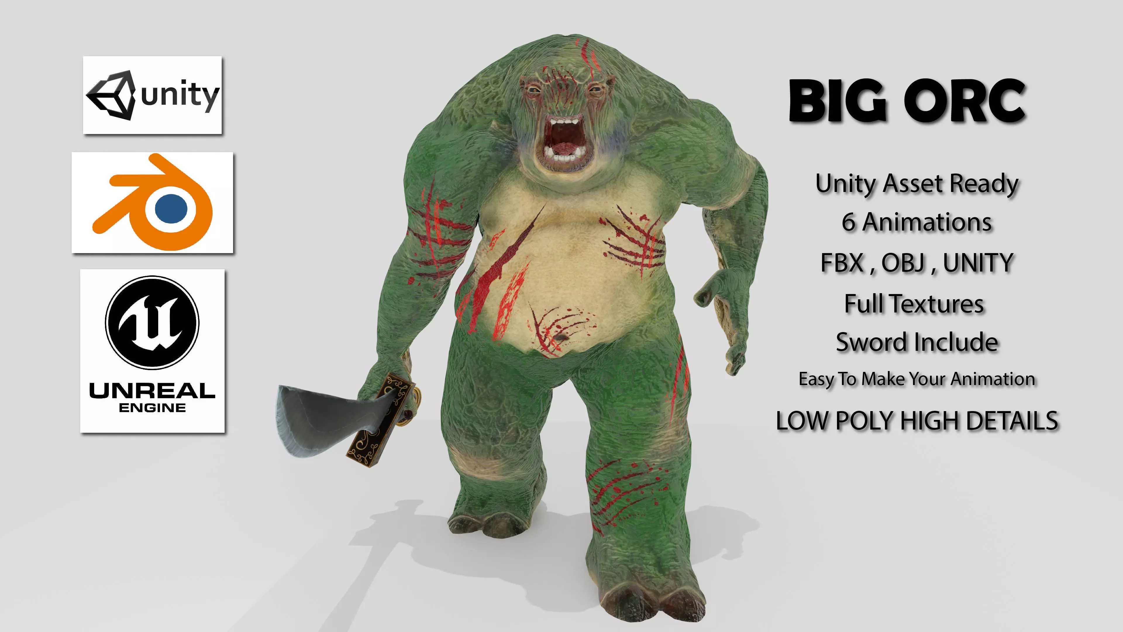3D model Big Orc Character Game Asset 3D Model VR / AR / low-poly ...