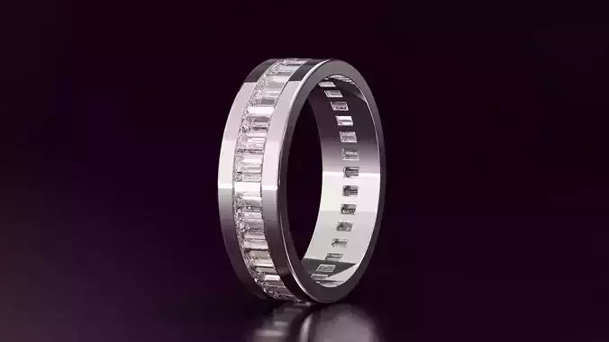 channel set baguette straight eternity band N06 54EU size free 3D model ...